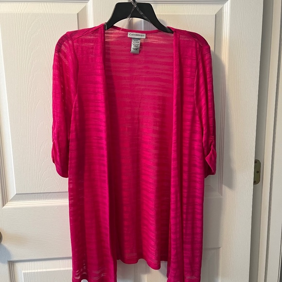 Catherines | Sweaters | Catherines Fuchsia Pink Short Sleeve Open ...